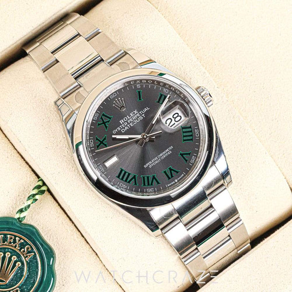 2025 ROLEX DATEJUST WIMBLEDON DIAL SMOOTH BEZEL OYSTER BRACELET 36MM 1