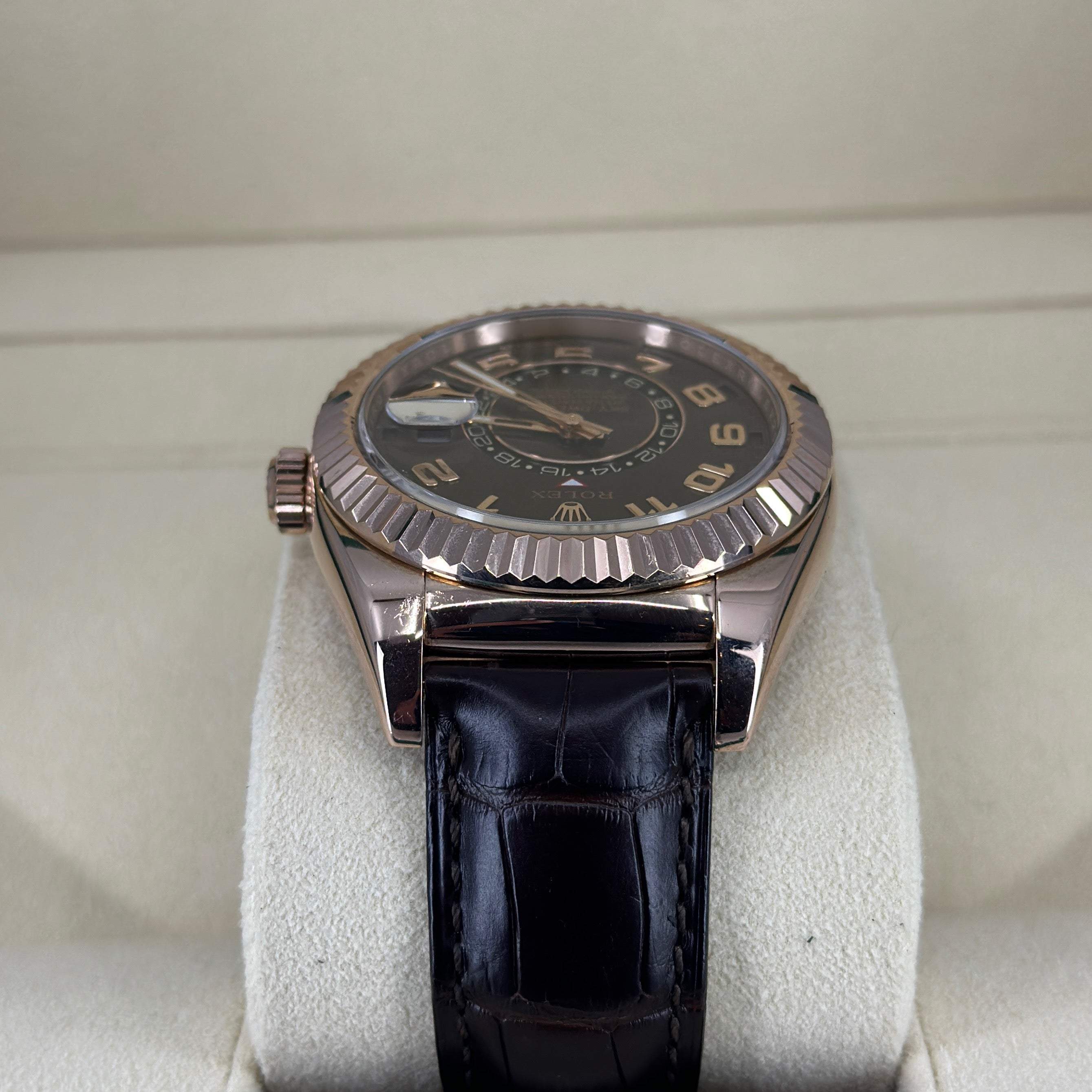 2014 Rolex Skydweller Rose Gold Brown Dial 42mm 326135 Watchcraze