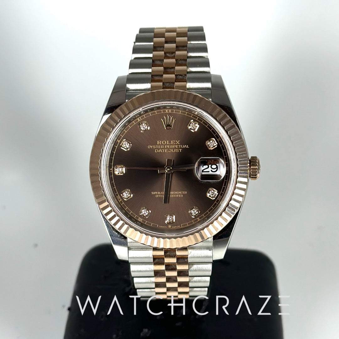 2020 ROLEX DATEJUST CHOCOLATE DIAL DIAMOND MARKERS 41MM 126331
